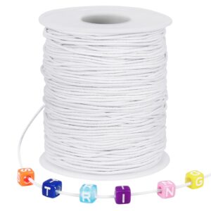 white elastic string, 328 feet 1mm stretchy bracelet string bead cord for bracelets, necklaces, jewelry making, beading, pony beads and crafts