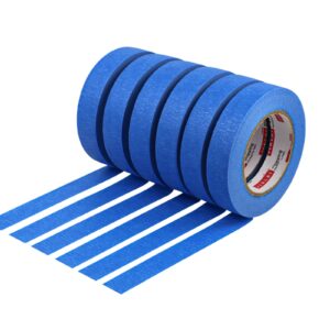 jialai home 6 rolls painters tape 1 inch bulk painter tape blue wide roll, blue masking tape, blue paint tape 1 inches x 60 yards for general purpose walls painting, automotive