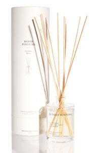 brooklyn candle studio reed scent diffuser - sunday morning - relaxing oil diffuser, pear, jasmine & amber fragrance, 8 rattan diffuser reeds, clean ingredients - 3.7oz