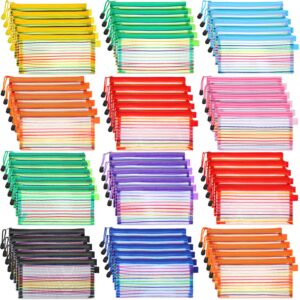 leelosp 80 pcs mesh zipper pencil pouch bulk multicolor kids pencil storage pouch multipurpose cosmetics bags toiletry bags for office school travel (elegant color)