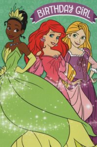 heartline by hallmark princess happy birthday card for daughter with princesses rapunzel, ariel & tiana