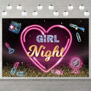 girl night banner backdrop background rose gold pink champagne lip theme decor for lady girls women princess birthday party bridal shower wedding bachelorette make up night out hen party decorations