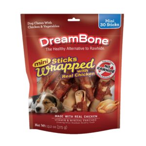 dreambone mini chicken-wrapped sticks, 30 ct., rawhide-free chews for dogs