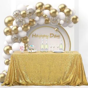 oqsq gold sequin tablecloth - 60x102 inch, glitter tablecloth, sparkle sequence table cover for wedding,birthday party,bridal shower decorations