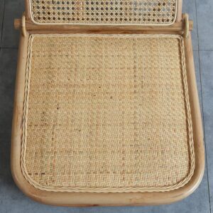 Recliner Rattan Mat with Wooden Border Sun Loungers, Patio Lounge Chairs, Adjustable Backrest, for Outdoor Garden Patio Beach