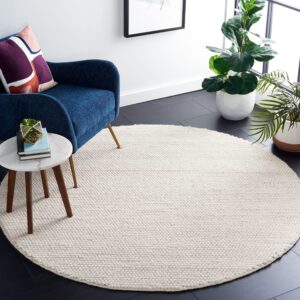 safavieh natura collection 6' round ivory nat620a handmade wool entryway foyer living room bedroom area rug