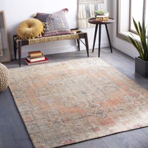 mark&day area rugs, 5x7 jukwerd traditional cream area rug, cream orange grey carpet for living room, bedroom or kitchen (5' x 7'6")