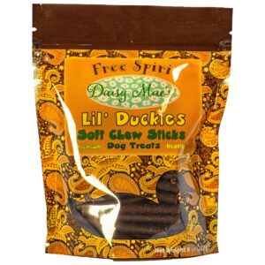 naughty spotty daisy mae's free spirit lil' duckies soft chew sticks, duck flavor, made in the usa dog treats 8 oz.