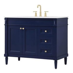 elegant decor indoor modern under sink bathroom fixtures storage organizer cabinet 42 inch single bathroom vanity - blue