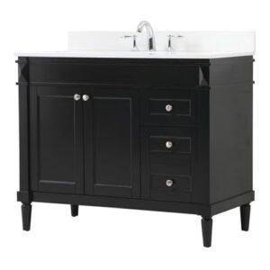 elegant decor indoor modern under sink bathroom fixtures storage organizer cabinet 42 inch single bathroom vanity - black with backsplash