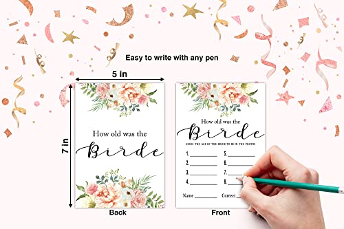 How Old Was The Bride-To-Be Bridal Shower Games - Floral Wedding Shower Games - Bachelorette Party Games - Engagement Party Game - bridal shower, or girls` night out - 30 Game Cards (a004 CNJ)