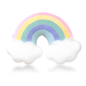 benekiy rainbow pillow 21'' plush rainbow cloud pillow rainbow shaped travel pillow soft stuffed rainbow decor cushion car home decorations