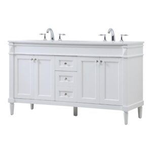 elegant decor indoor modern under sink bathroom fixtures storage organizer cabinet 60 inch double bathroom vanity - white