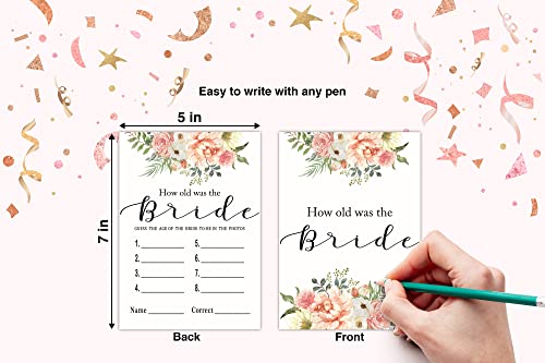 How Old Was The Bride-To-Be Bridal Shower Games - Floral Wedding Shower Games - Bachelorette Party Games - Engagement Party Game - bridal shower, or girls` night out - 30 Game Cards (a004 CNJ)