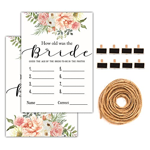 How Old Was The Bride-To-Be Bridal Shower Games - Floral Wedding Shower Games - Bachelorette Party Games - Engagement Party Game - bridal shower, or girls` night out - 30 Game Cards (a004 CNJ)