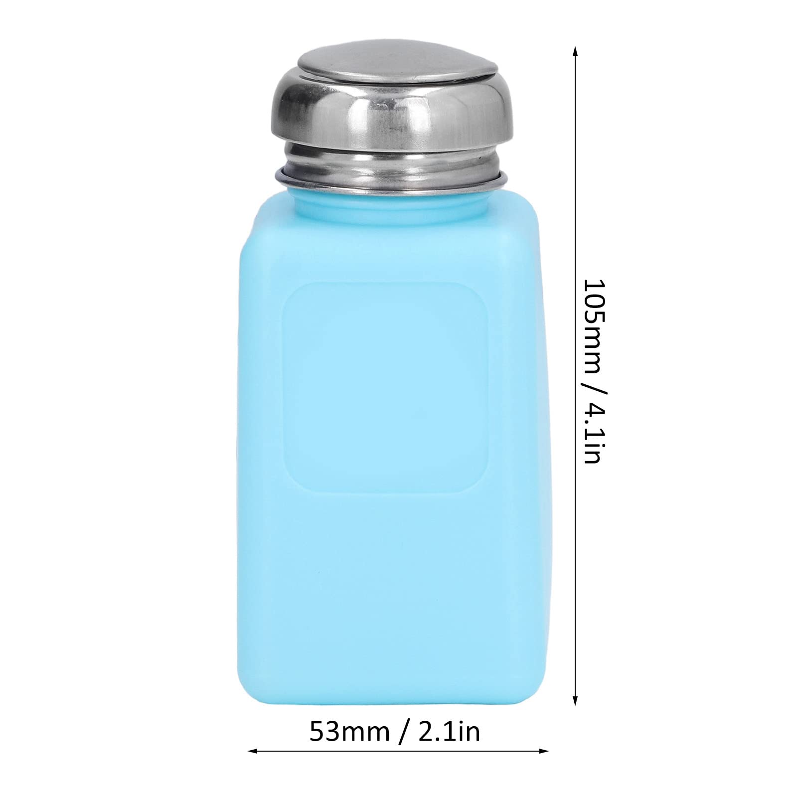 Oumefar 200ML Press Type Solvent Dispenser ESD Anti Static Square Bottle ESD Alcohol Dispenser Pump Bottle Liquid Dispenser with Stainless Steel Lid(Blue)