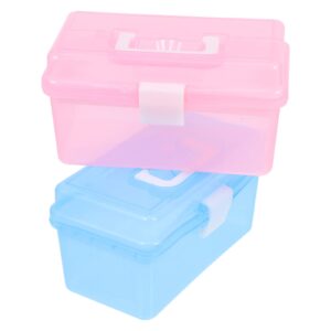 2pcs capacity medicine storage case compartment box handle organizer box dormitory multipurpose storage crafts sewing tools