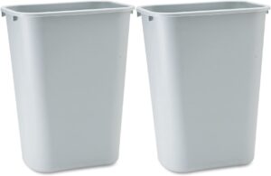 rubbermaid commercial 295700gy deskside plastic wastebasket rectangular 10 1/4 gal gray (2)