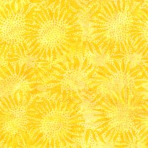 fields cotton batik sunflowers yellow floral hand-dyed bali batiks cotton fabric by the yard (d172.39), 44 inches