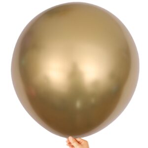 10pcs 18 inch metallic gold balloons, thick latex chrome helium balloons for birthday family party wedding party baby shower decoration supplies