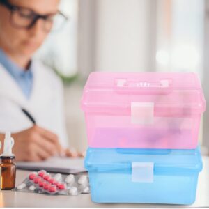 2pcs Capacity Medicine Storage Case Compartment Box Handle Organizer Box Dormitory Multipurpose Storage Crafts Sewing Tools