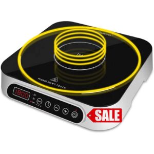 portable induction countertop 1800w cooktop 10 power levels burners electric stove with 140-465°f timer settings induction burner suitable and digital sensor for magnetic cookware