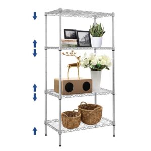 4 tier wire shelving unit, height adjustable wire shelves with 1200 lbs capacity, nsf metal wire rack shelving for laundry, kitchen, pantry, closet (18" d x 29.5" w x 59" h, chrome)