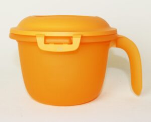 tupperware junior reismeister 550 ml in orange microwave rice cooker + hanging spoon apricot