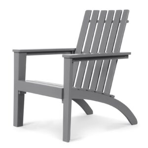 Tangkula Adirondack Chair Acacia Wood Outdoor Armchairs, Weather Resistant for Patio Garden Backyard Deck Fire Pit, Lawn Porch Furniture & Lawn Seating, Campfire Chairs, Adirondack Lounger (1, Grey)