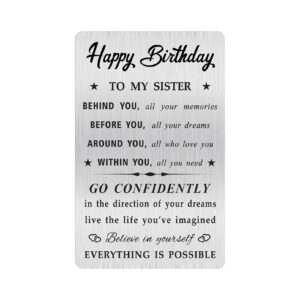 moqiyxl sister birthday card, happy birthday sister gifts ideas, small engraved wallet card