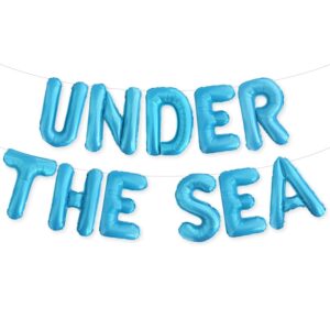 partyforever under the sea balloons banner light blue mermaid birthday party or baby shower decorations sign ocean themed