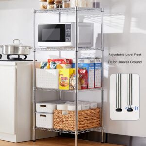 4 Tier Wire Shelving Unit, Height Adjustable Wire Shelves with 1200 LBS Capacity, NSF Metal Wire Rack Shelving for Laundry, Kitchen, Pantry, Closet (18" D x 29.5" W x 59" H, Chrome)