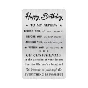 moqiyxl nephew birthday card, happy birthday nephew gifts ideas, small engraved wallet card