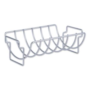 rsvp international kitchen roasting pan collection durable dishwasher safe stainless steel, reversible rib/roast rack, 15.75x9.75x5.25"