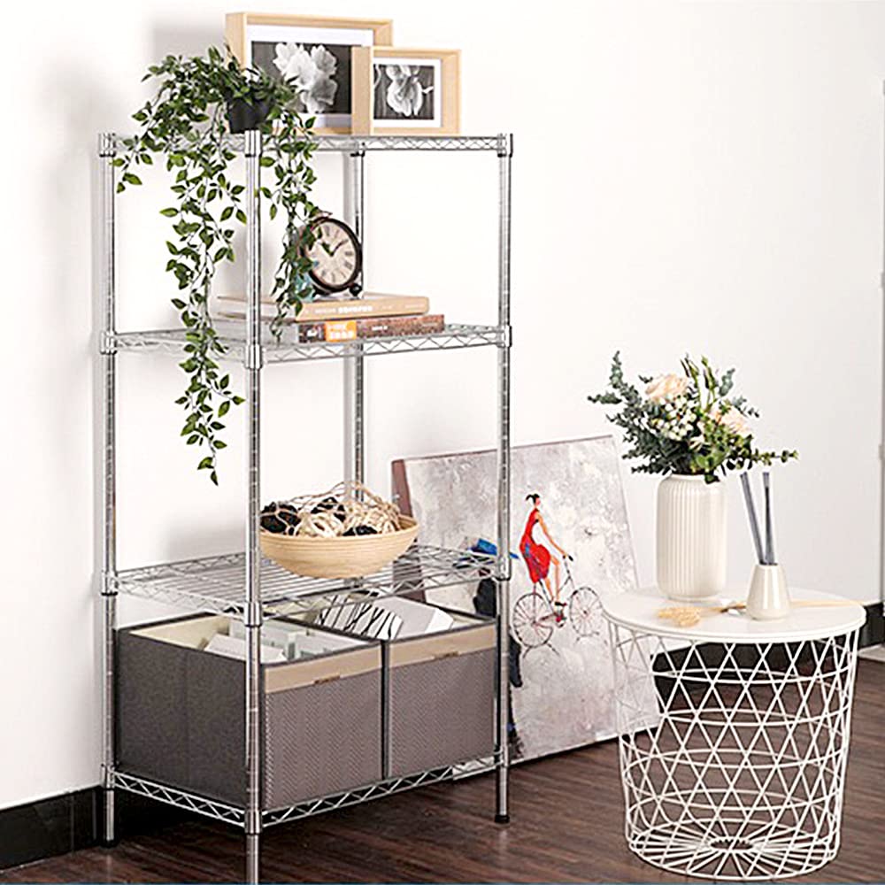 4 Tier Wire Shelving Unit, Height Adjustable Wire Shelves with 1200 LBS Capacity, NSF Metal Wire Rack Shelving for Laundry, Kitchen, Pantry, Closet (18" D x 29.5" W x 59" H, Chrome)