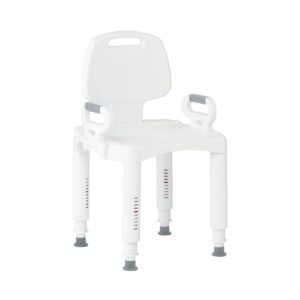 medline premium series plastic shower chair with backrest - 350 lb. capacity, transfer bench, seat, stool, shower stall, for independent adult, seniors, elderly, disabled & shower balance