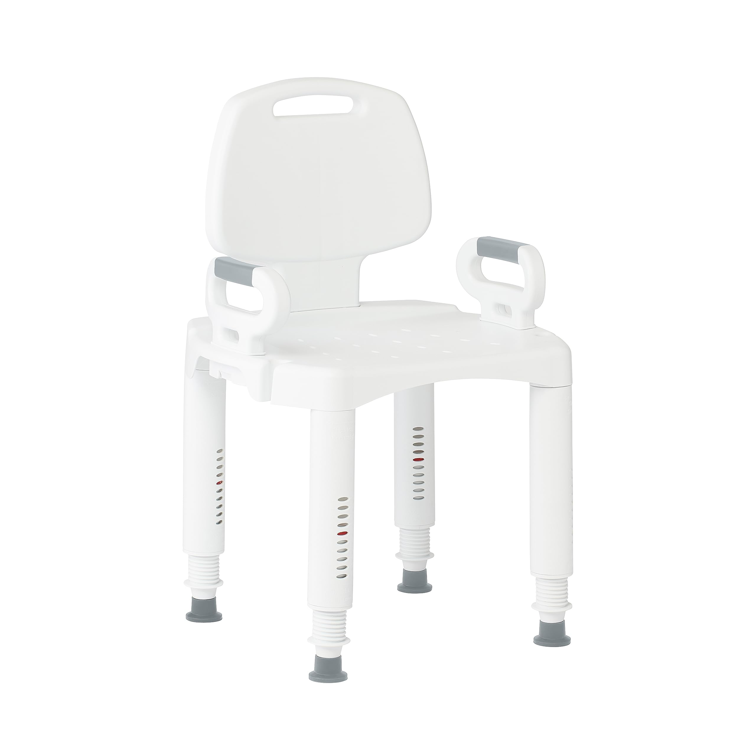 Medline Premium Series Plastic Shower Chair with Backrest - 350 lb. Capacity, Transfer Bench, Seat, Stool, Shower Stall, for Independent Adult, Seniors, Elderly, Disabled & Shower Balance