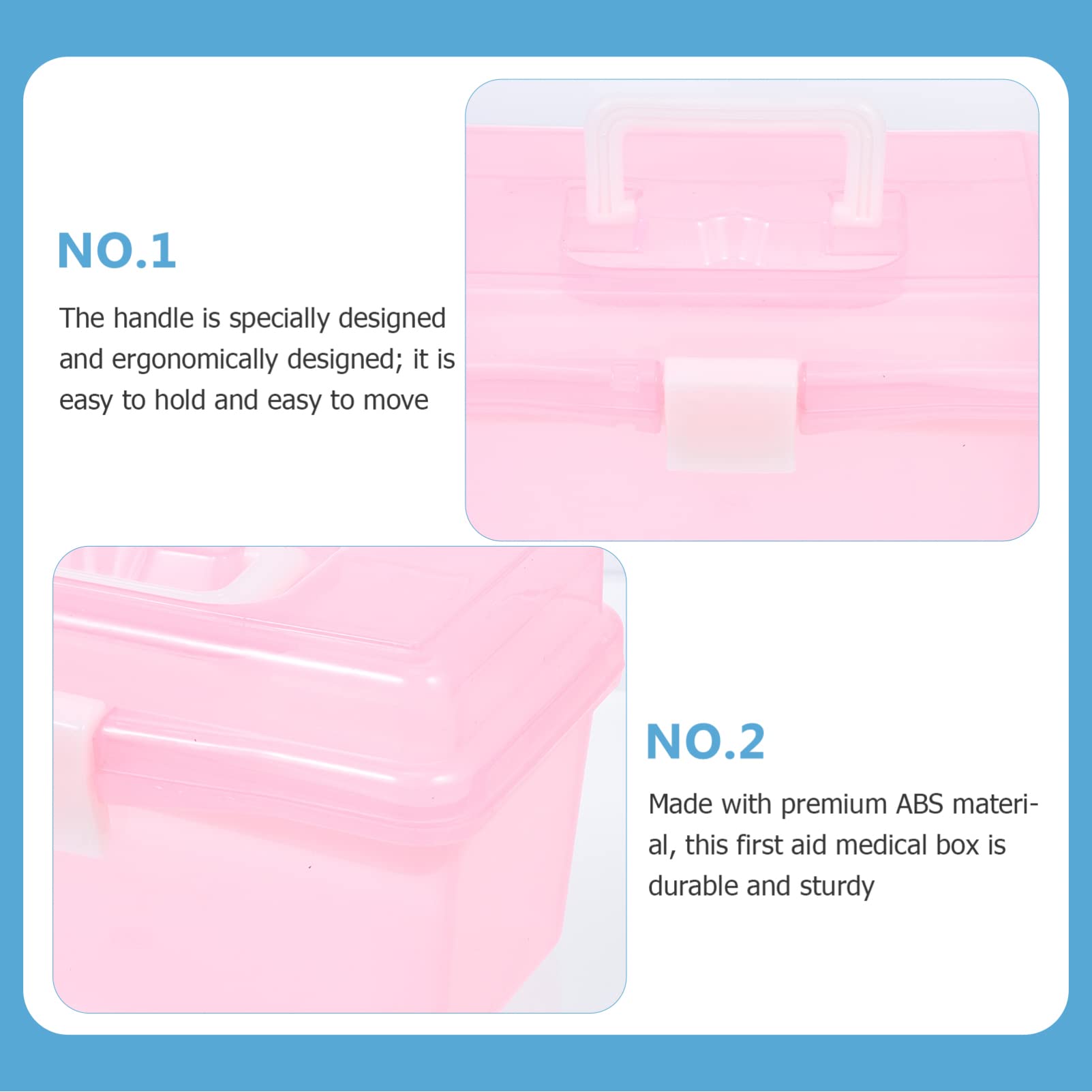 2pcs Capacity Medicine Storage Case Compartment Box Handle Organizer Box Dormitory Multipurpose Storage Crafts Sewing Tools