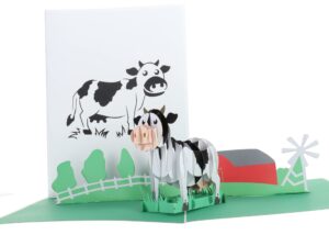 igifts and cards awesome dairy cow 3d pop up greeting card - retirement thank you card, cute farm animal themed card, housewarming gift, funny happy birthday mom card, friendship card