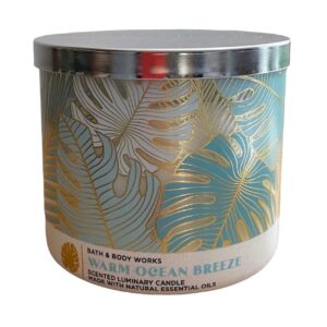 bath & body works, white barn 3-wick candle w/essential oils - 14.5 oz - 2022 early summer scents! (warm ocean breeze)