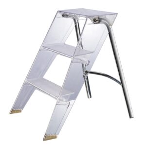 step stools for adults, acrylic 3 step ladder,2-in-1 design with ladder and stool for home and library 330lbs capacity