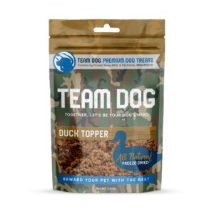 team dog duck dog food topper | shredded duck freeze dried raw dog food topper | wet & dry dog food toppers for picky dogs | with duck, duck gizzard, duck liver & duck hearts for dogs | 5 oz