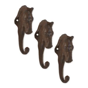 dii cast iron collection decorative wall hook set, horse, 3 count