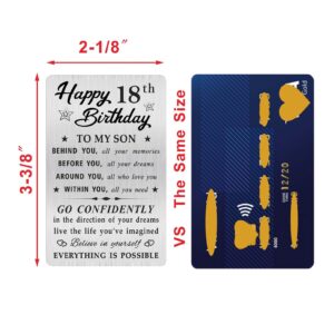 MOQIYXL 18th Birthday Card for Son, 18 Year Old Gifts for Son Engraved Wallet Card