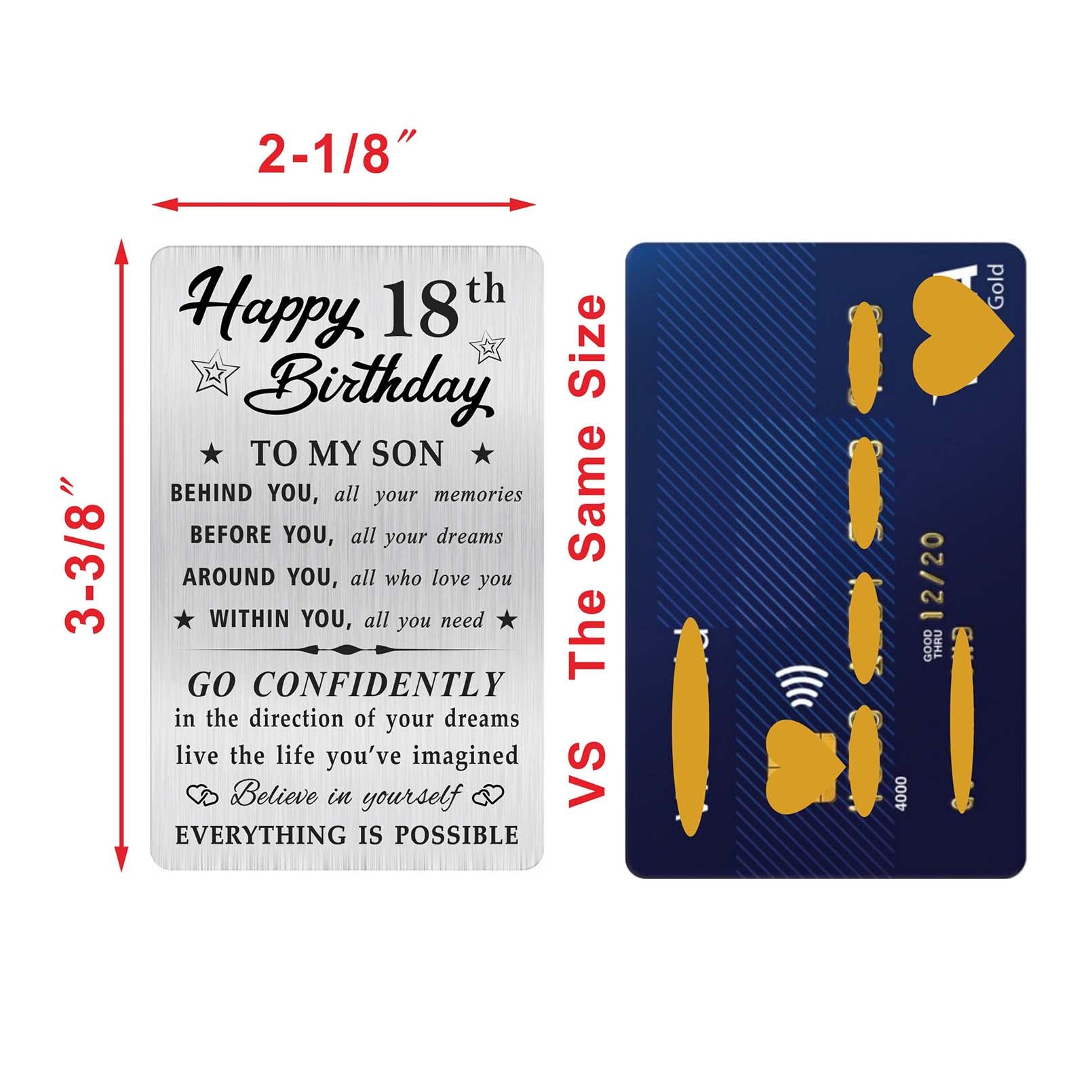 MOQIYXL 18th Birthday Card for Son, 18 Year Old Gifts for Son Engraved Wallet Card