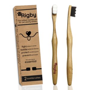 oh rigby dog toothbrush- 10,000 ultra-soft bristles for sensitive pet teeth & gums- natural bamboo toothbrush for comfortable, gentle deep cleaning