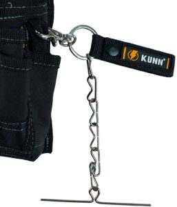 kunn electrical tape holder,dual-use tape thong,enhanced fast tape holder chain for tool belt with keyring,snap loop and button(1pack,black)