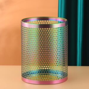 mesh wastebasket round mesh stainless steel wastebasket trash can recycling bin for home, office, bathroom, bedroom & kitchen, 3.5 gallon / 12l, 11" height x 10" diameter garbage can-rose gold