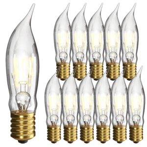 ohlectric ca5 clear incandescent decorative light bulb | 7.5w flame shaped dimmable bulb with e12 base, 2300k warm white color temprature | 12-pack