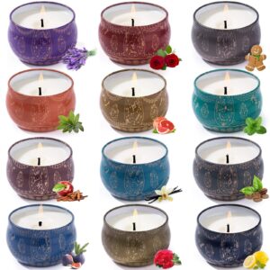 scented candles gift set for women, soy wax 2.5 oz portable travel tin candles, candles bulk with 12 constellations for aromatherapy and home decor, gift for birthday